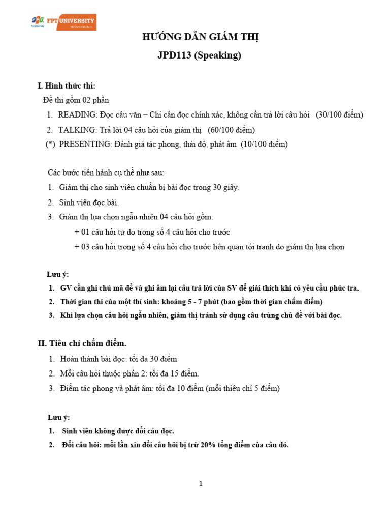 01 Hướng dẫn giám thị JPD113 Demo | PDF