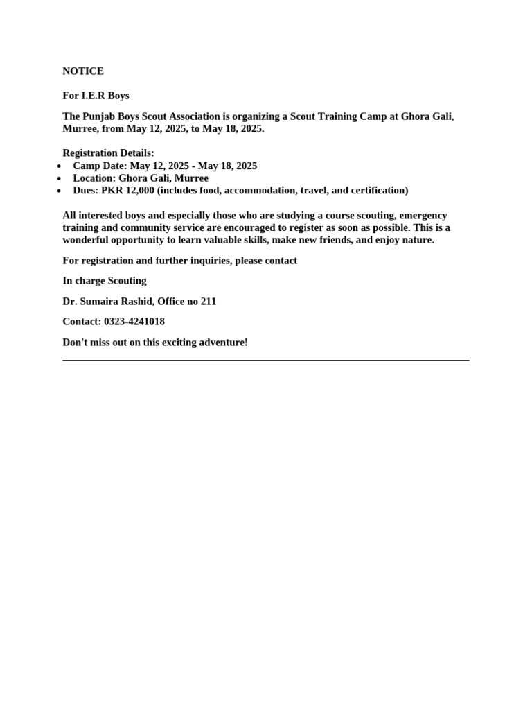 Scouting Notice | PDF