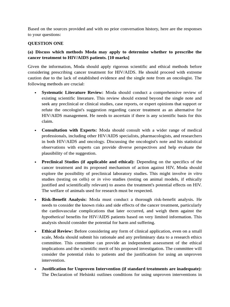 Ethical Methods for Cancer Treatment in HIV/AIDS | PDF | Informed ...