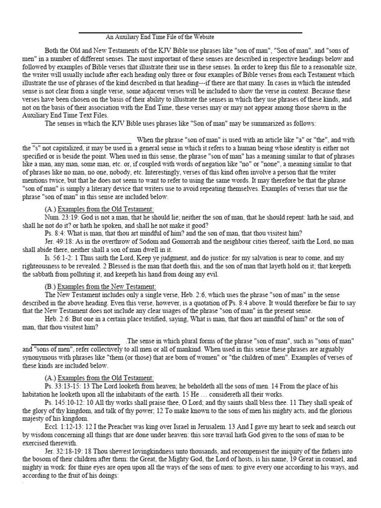 Senses Phrase Son of Man | PDF | Chapters And Verses Of The Bible ...