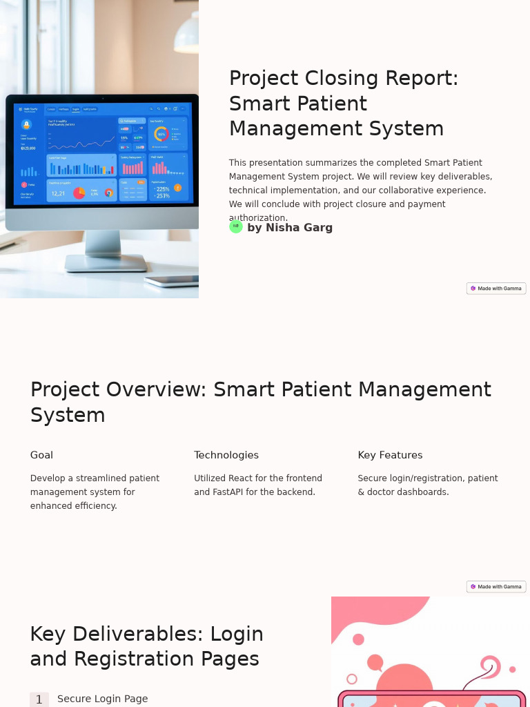 Project Closing Report Smart Patient Management System | PDF