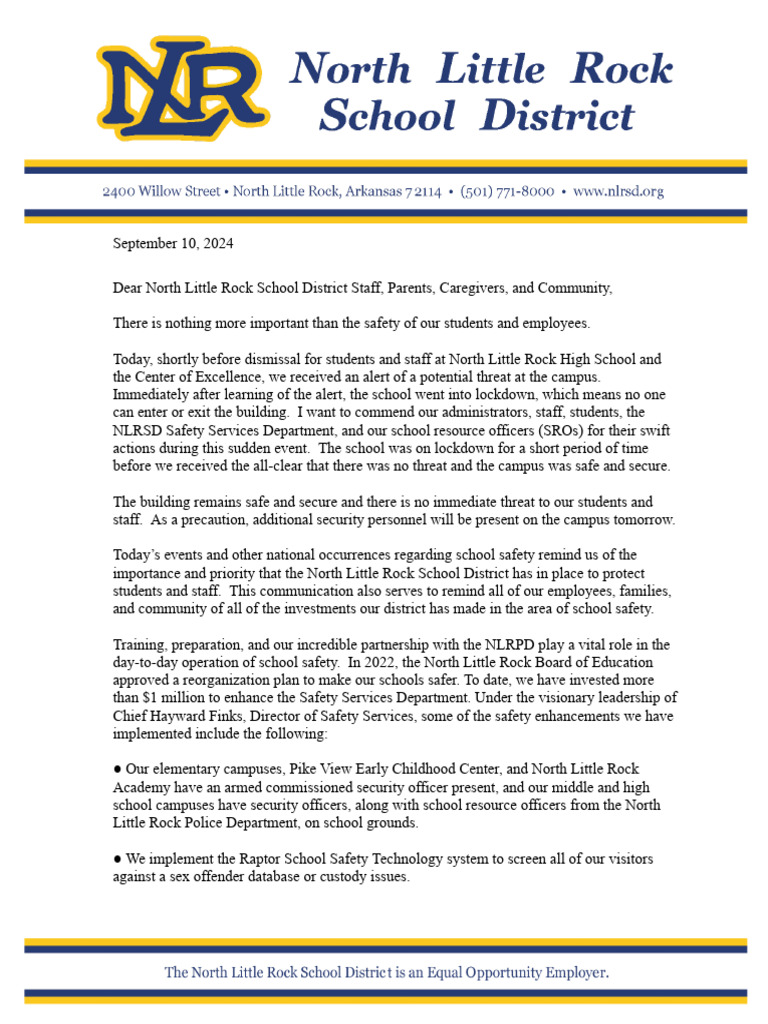 North Little Rock School Safety Update | PDF