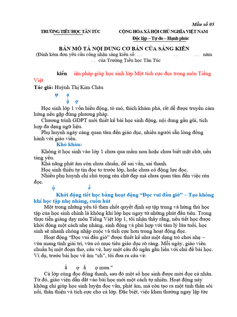B NG Mô T SKKN | PDF