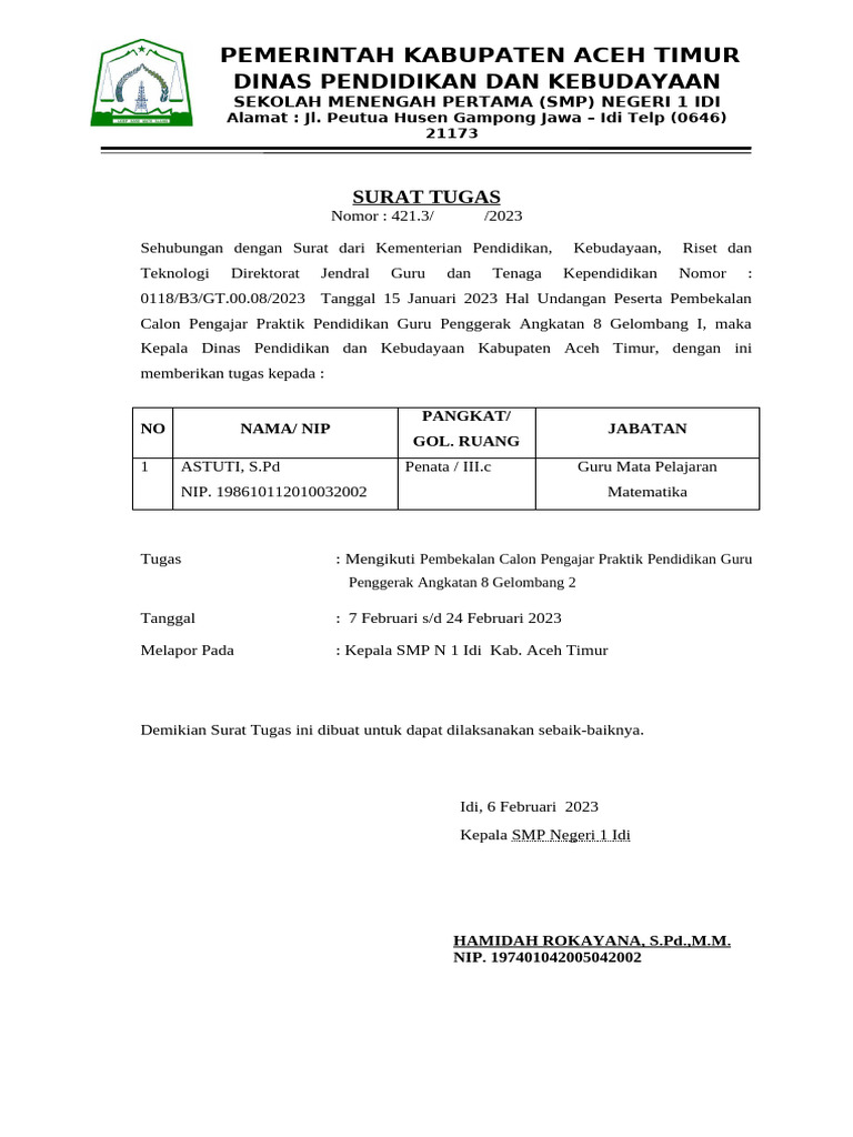 Surat Tugas CPP 8-Astuti | PDF