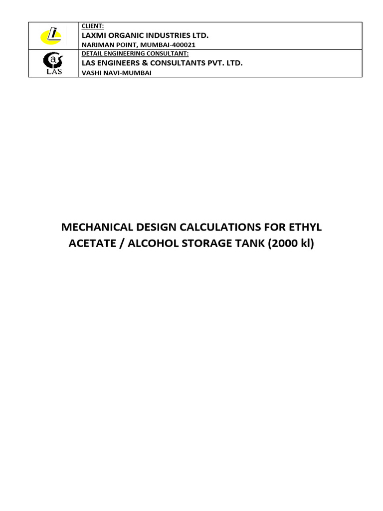 01 - Design Calculation - Ethyl Acetate - IS2062 Gr. B - 2000kl | PDF ...