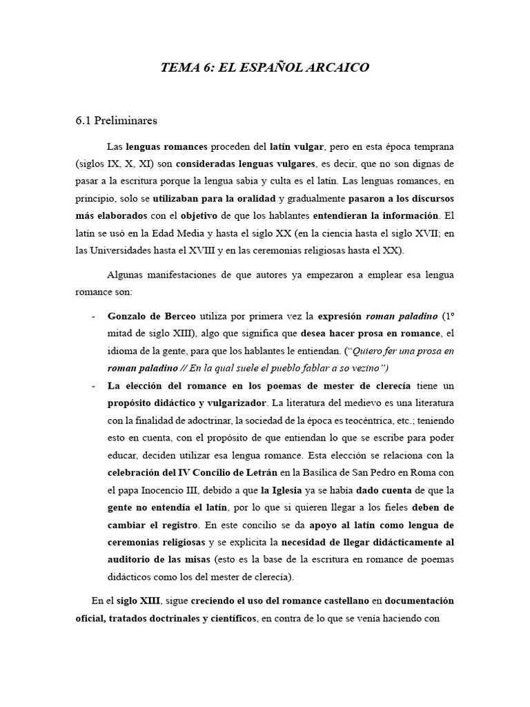 Evolución del Español Arcaico y Textos | PDF | latín | Adjetivo
