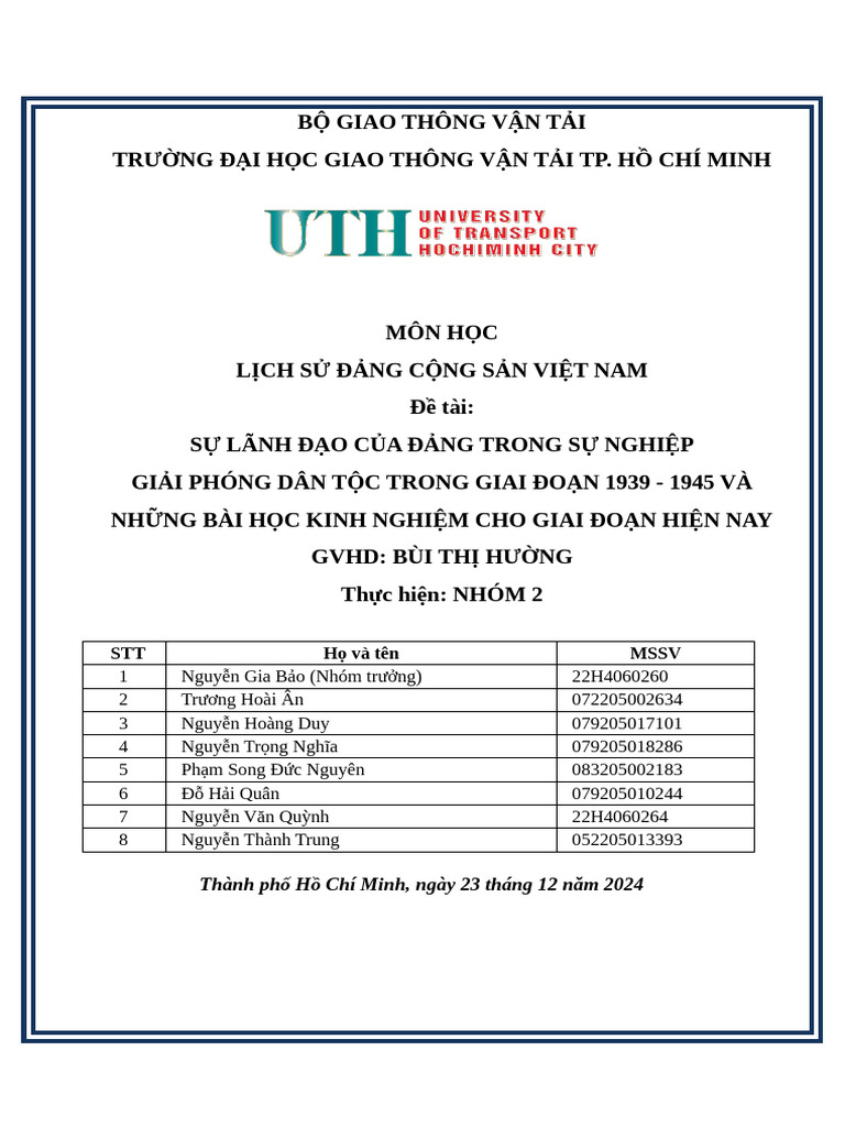 Báo cáo LSDCSVN Chủ đề 2 | PDF