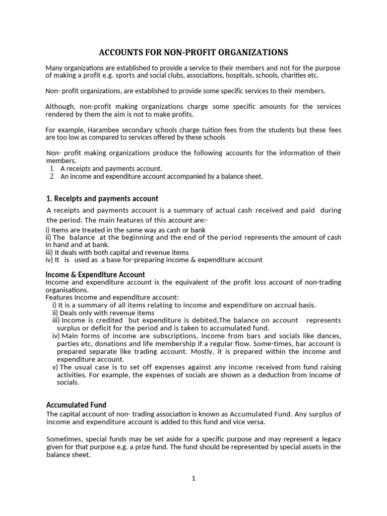 Accounts For Non-Profit Making Organizations | PDF | Expense | Book Value