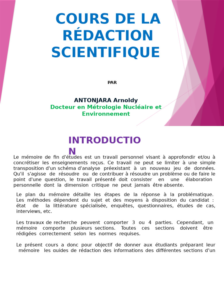 4_COURS DE LA RÉDACTION SCIENTIFIQUE | PDF | Expérience | Recherche d'information