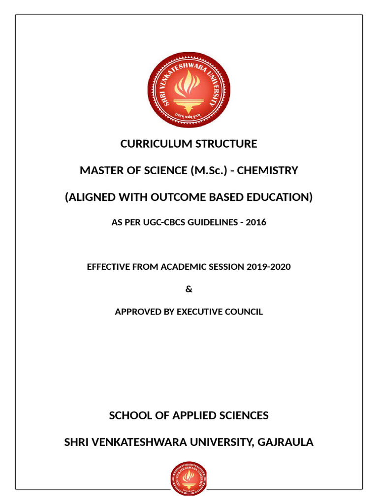 MSC Chemistry Syllabus OBE CBCS | PDF | Chemical Reactions | Chemical Bond