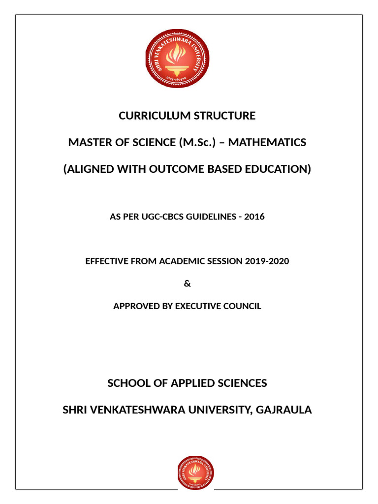 MSc Mathematics Syllabus in New format CBCS (1) (2) | PDF | Matrix ...
