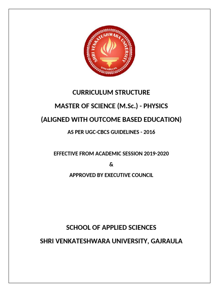 MSc-Physics_syllabus with OBE CBCS | PDF | Hamiltonian Mechanics | Lagrangian Mechanics
