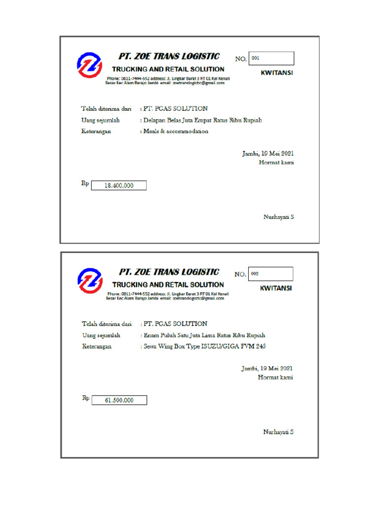 Contoh Kwitansi | PDF