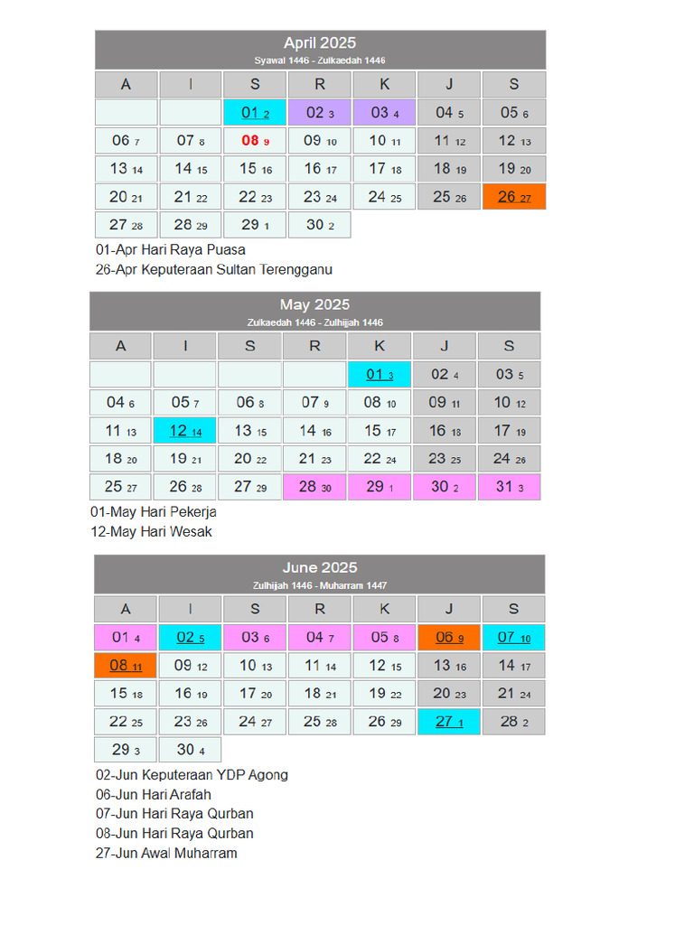 Cuti Apr Mei Jun | PDF