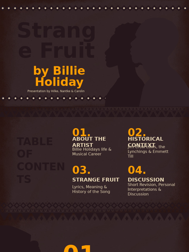 Billie Holiday - Strange Fruit (Powerpoint Presentation) | PDF