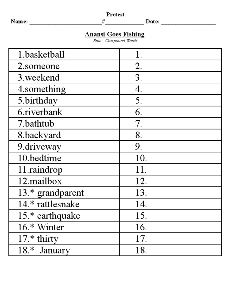 Anansi Goes Fishing Pretest | PDF