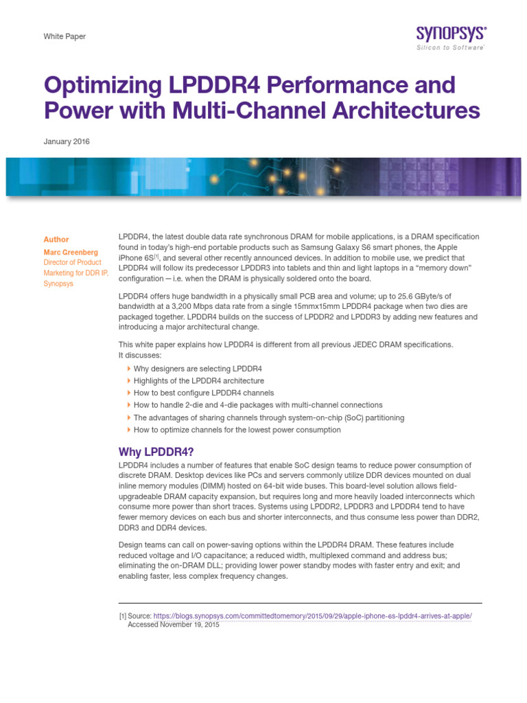 LPDDR4 Multi-Channel Architectures WP | PDF | Dynamic Random Access Memory | Central Processing Unit