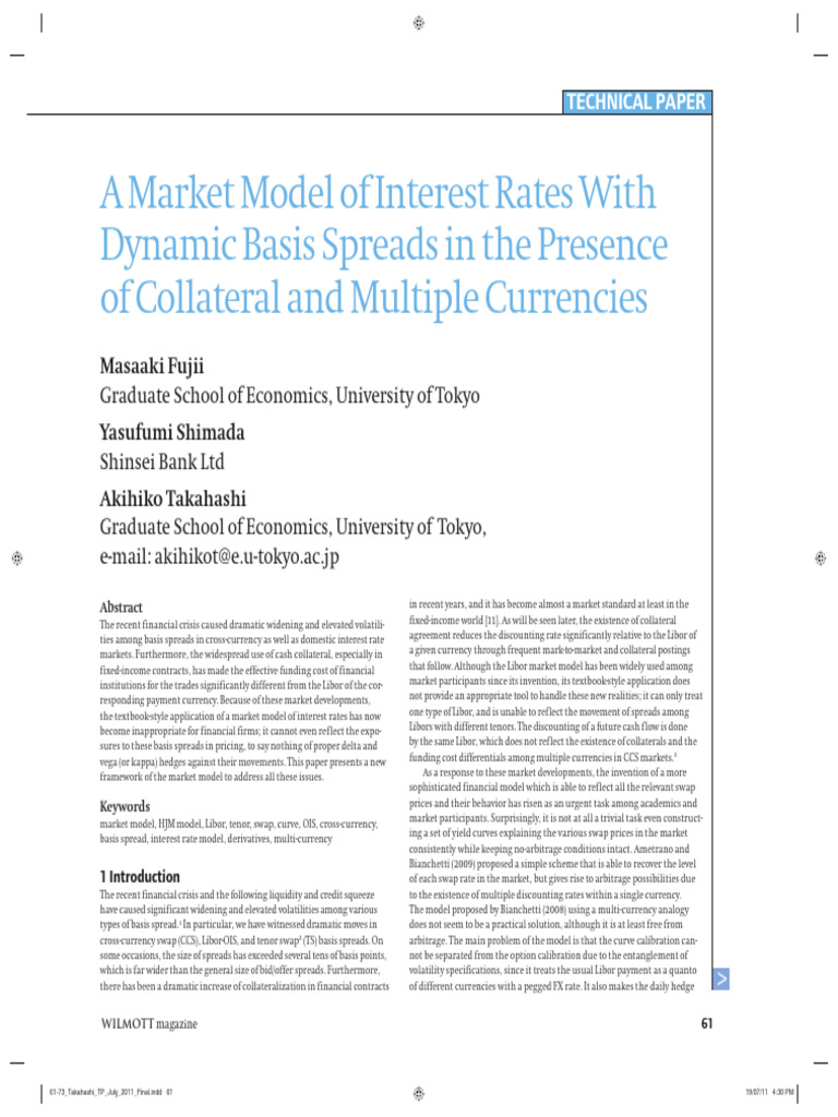 Market Models of Interest Rates With Dynamic Basis Spreads in Presence ...