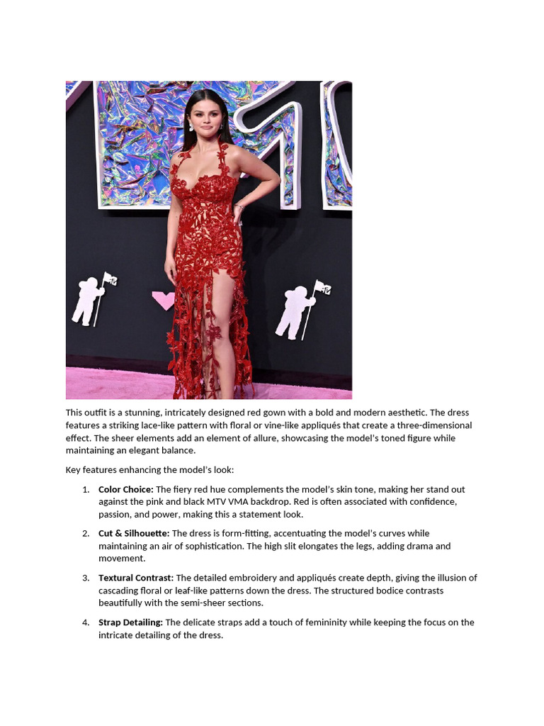 Salina gomez outfit analysis | PDF | Dress | Appliqué