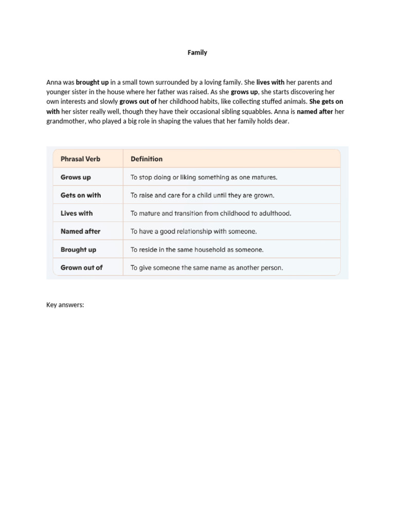 Family Phrasal Verbs | PDF