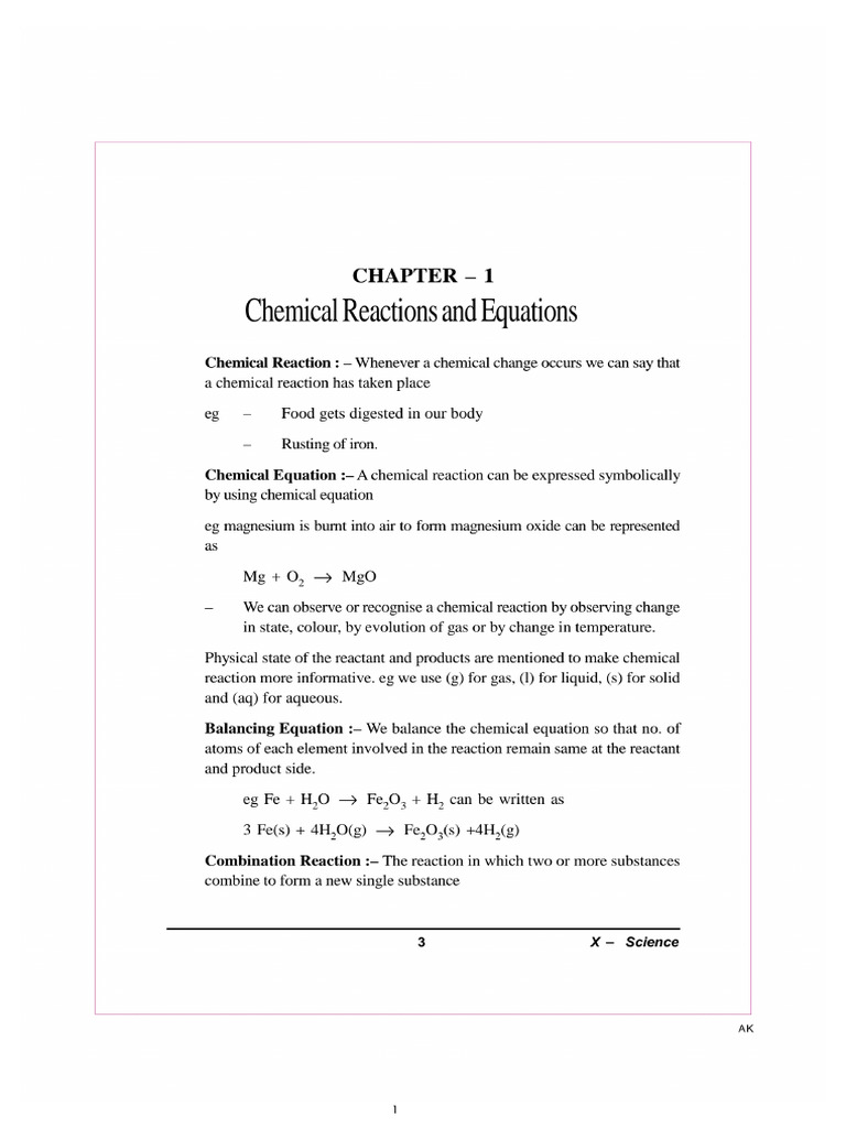 Gr10 Science--Chemical Reactions and Equations (1) | PDF