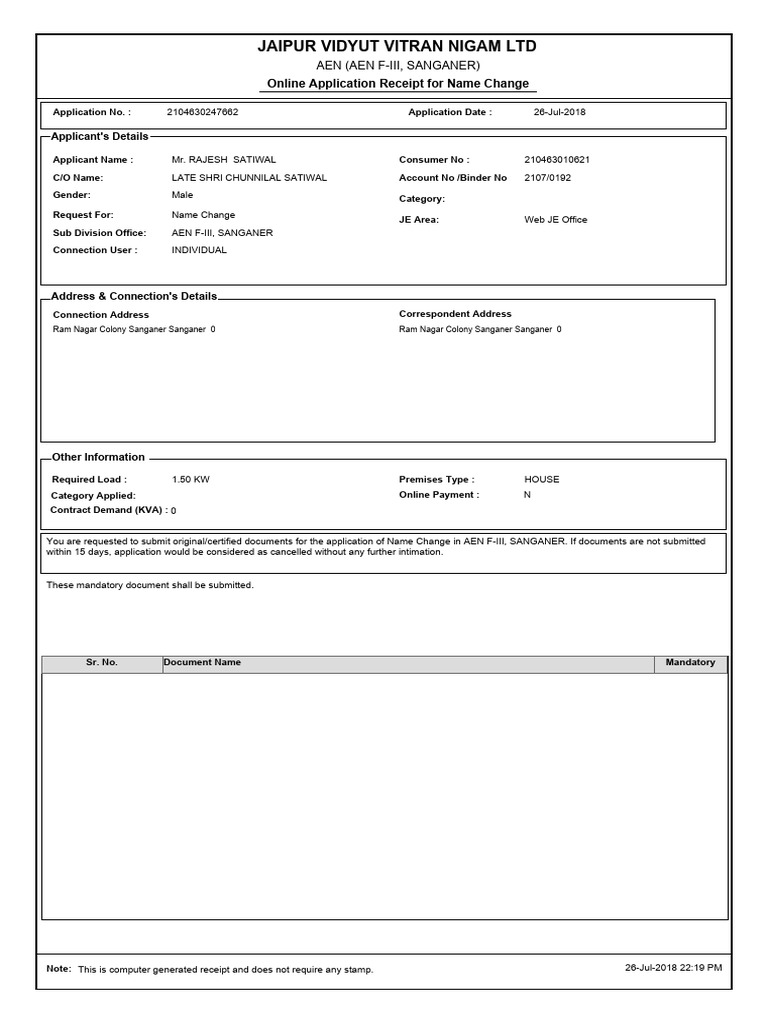 Receipt NameChange 2104630247662 | PDF