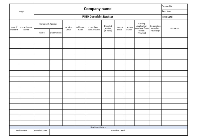 POSH Complaint Register | PDF
