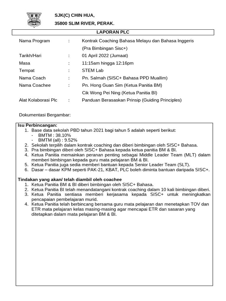 LAPORAN PLC - Guiding Principles | PDF