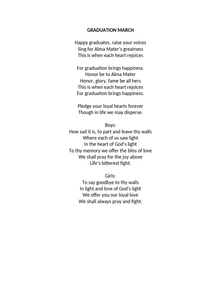 Graduation March Lyrics | PDF