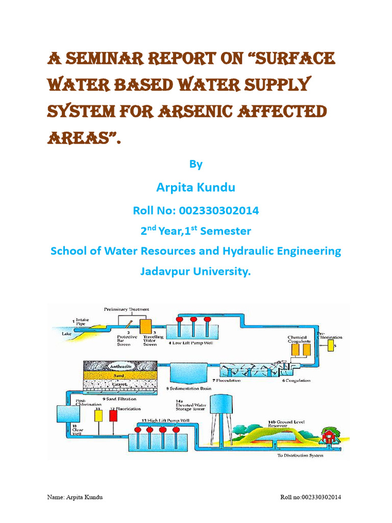 FINAL,,,,, Seminar Final On Surface Based Water Supply in Arsenic Affected Area - Arpita Kundu ...