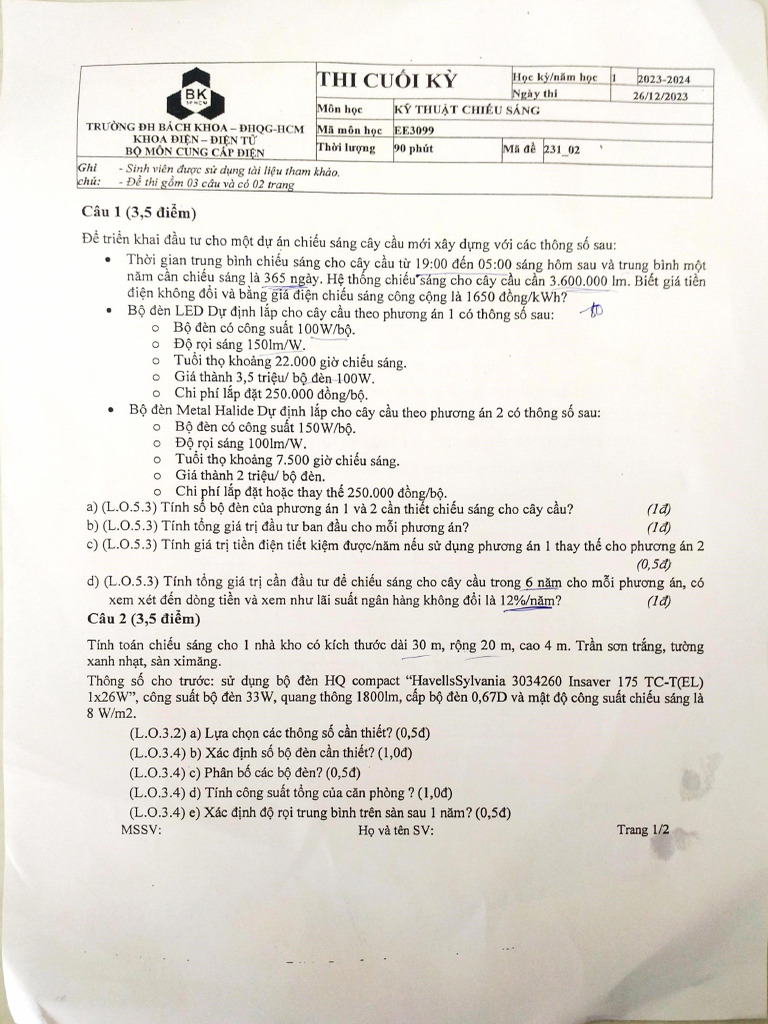 Đề CK HK231 | PDF