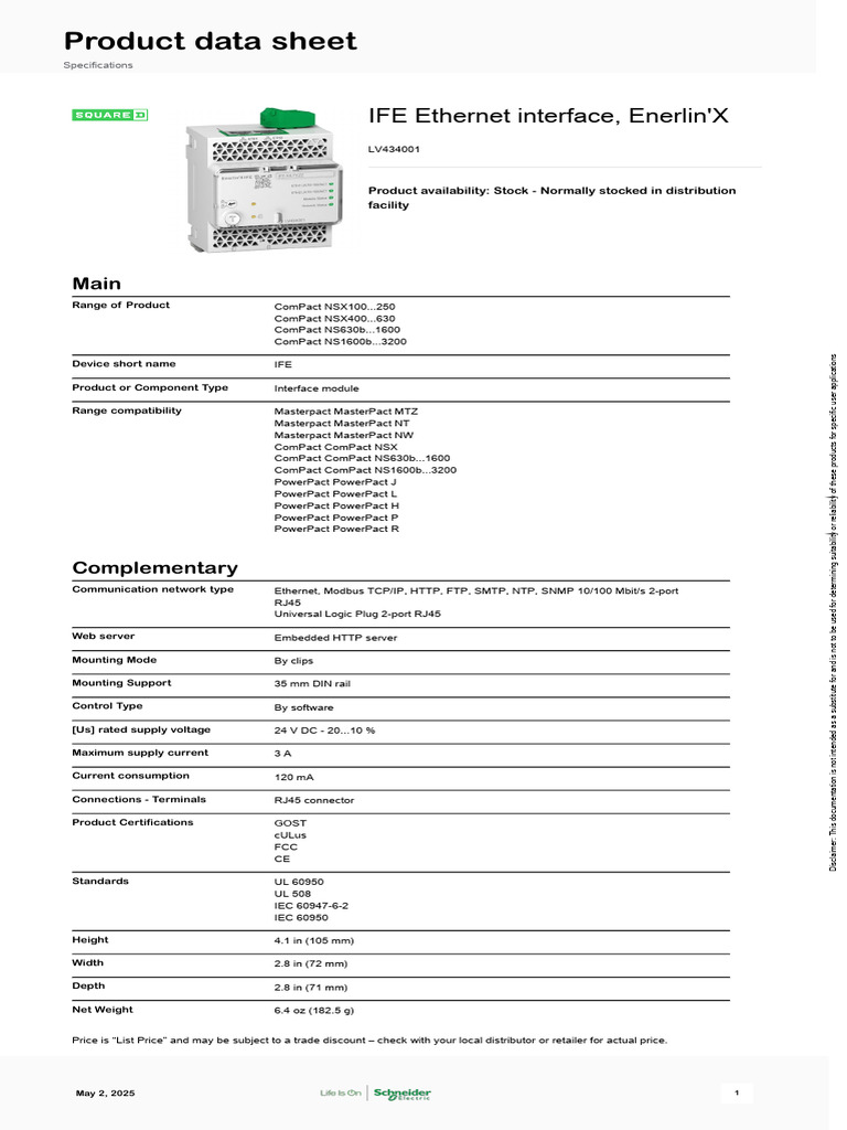 Schneider Electric - EnerlinX-IFE-EIFE-IFM - LV434001 | PDF | Recycling