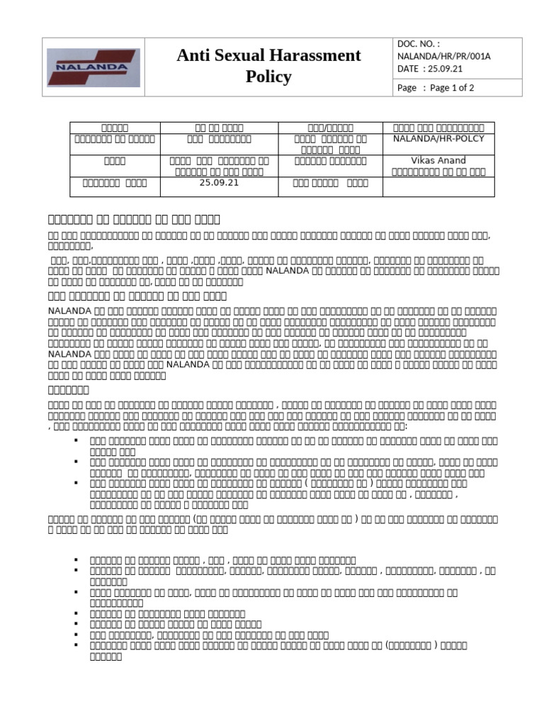 Anti Sexual Harassment Policy | PDF