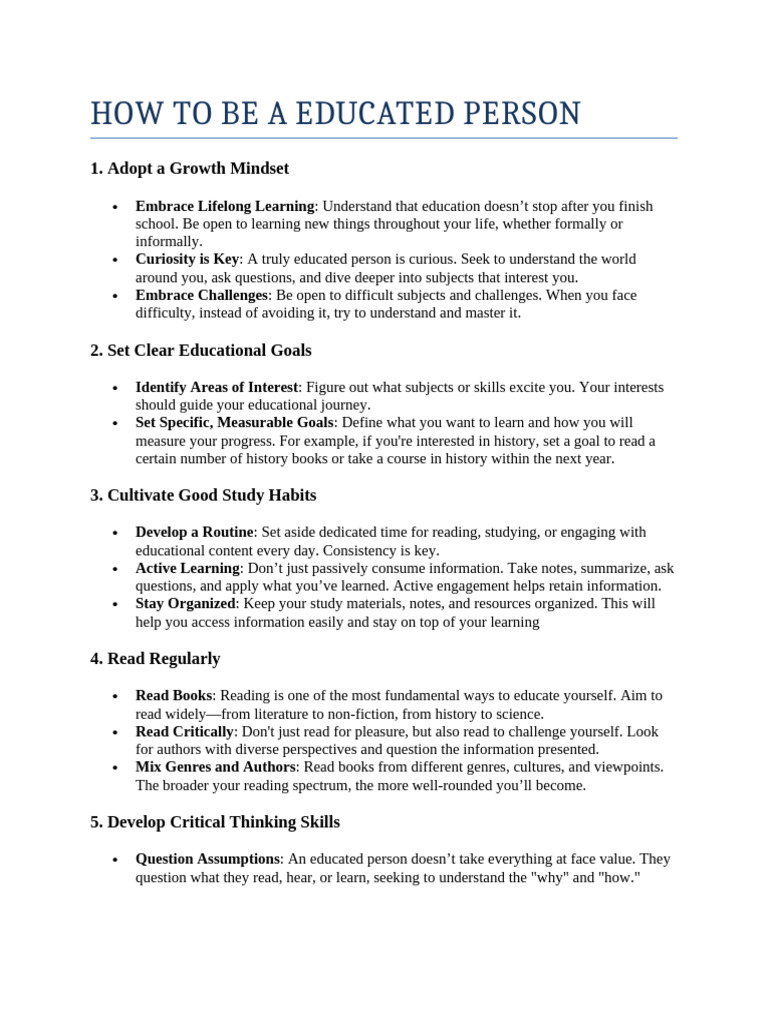 HOW TO BE A EDUCATED PERSON | PDF | Knowledge | Mental Health
