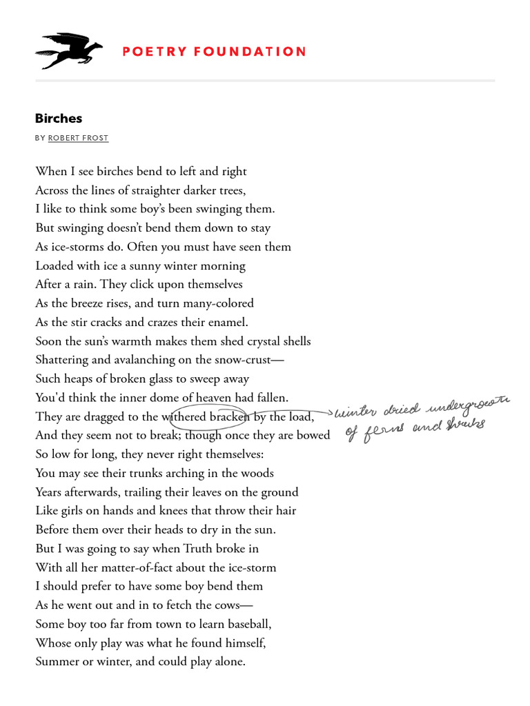 Theme of Nature in Frost's "Birches" | PDF