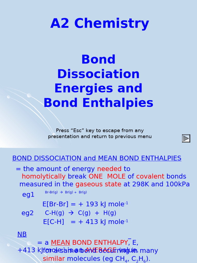 A2 BDE and Bond Enthalpies | PDF | Chemical Bond | Covalent Bond