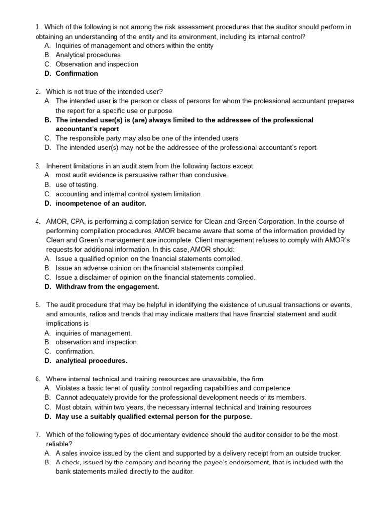 REVIEWER AUDTHEO MIDTERMS-w: Answers | PDF | Audit | Internal Control