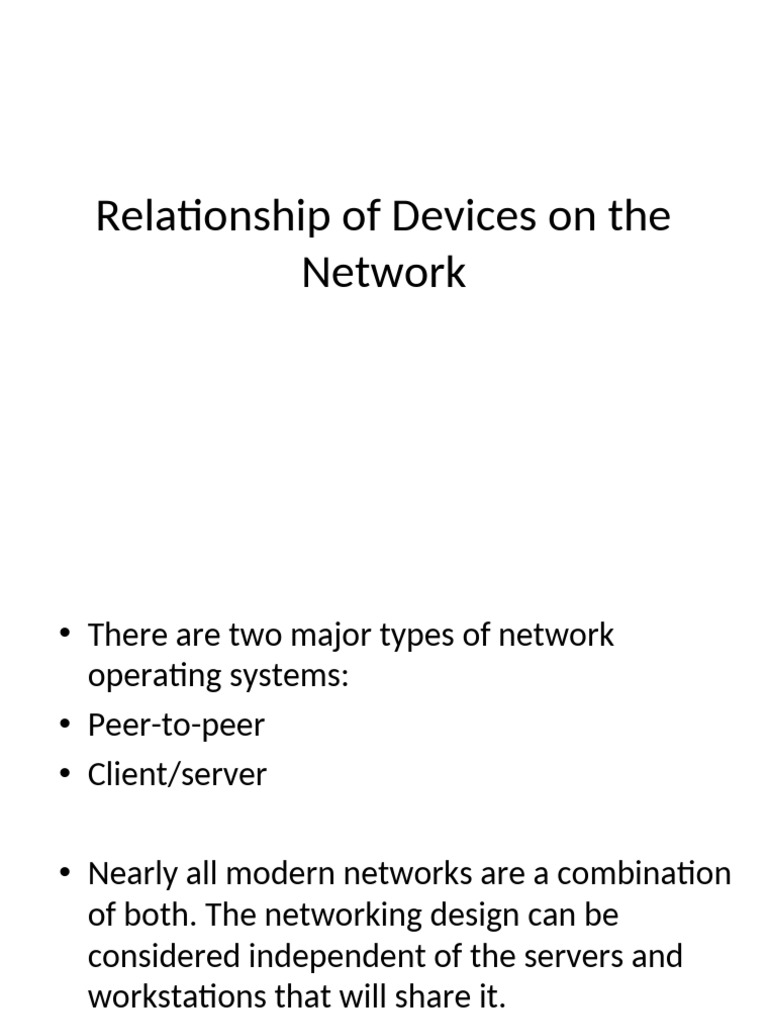 Relationship of Devices On The Network | PDF | Server (Computing) | Peer To Peer