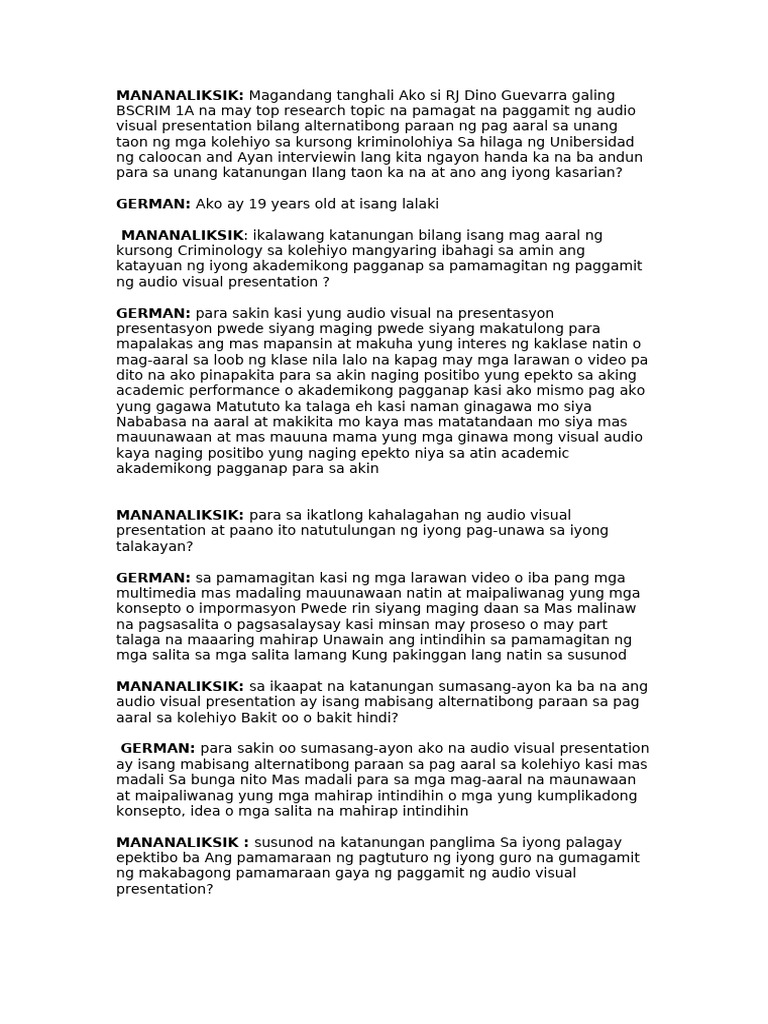 Script German Interview 1b | PDF