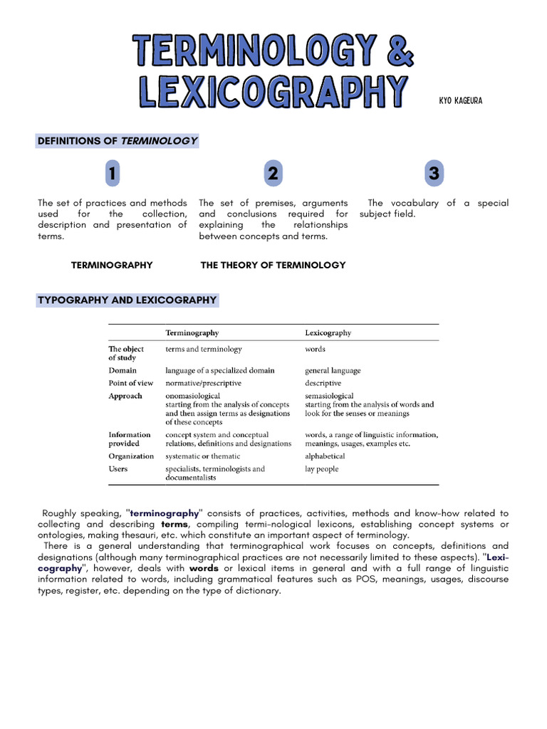 Terminology & Lexicography | PDF