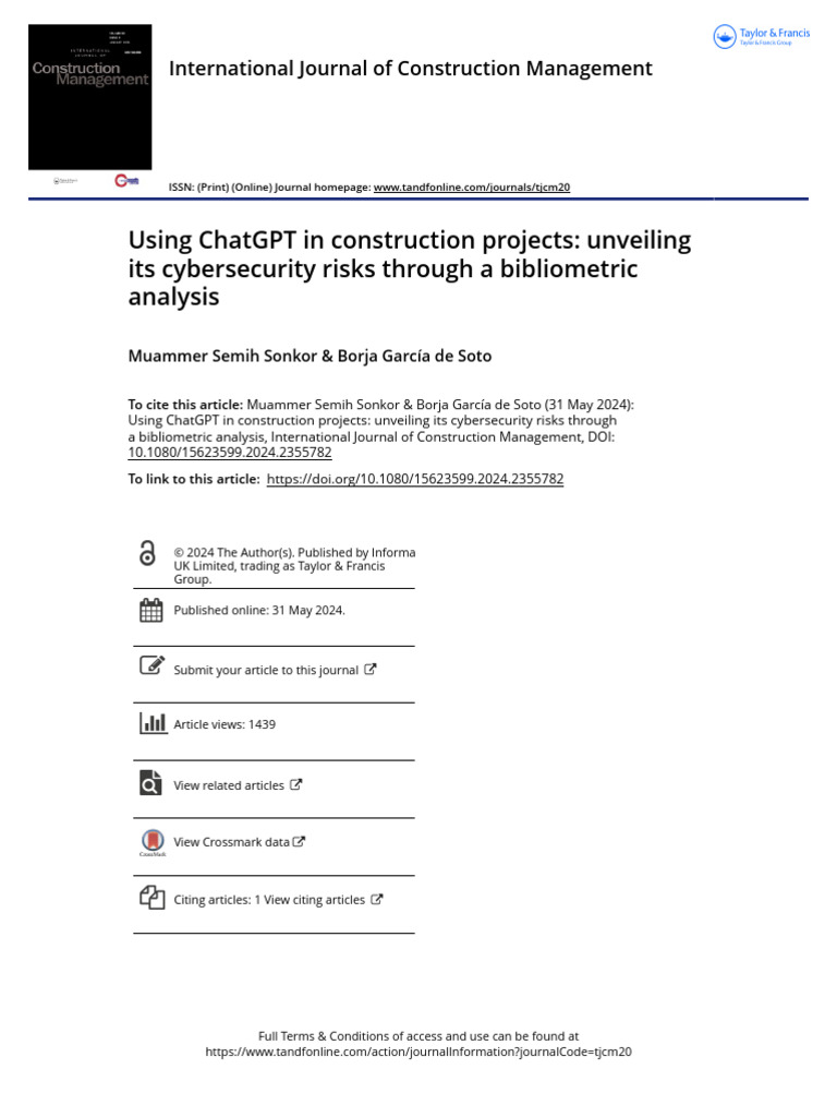 Using ChatGPT in Construction Projects Unveiling Its Cybersecurity ...