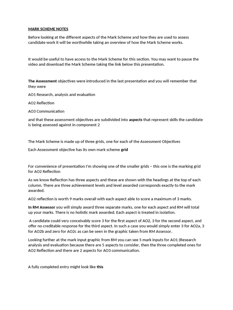 03 9239 02 The Mark Scheme Notes | PDF | Applied Mathematics