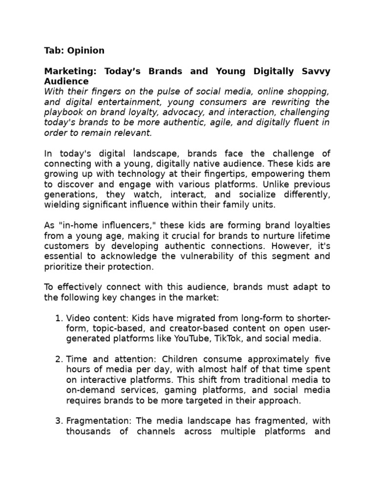 Today's Brands and Young Digitally Savvy Audience (Marketing) | PDF ...