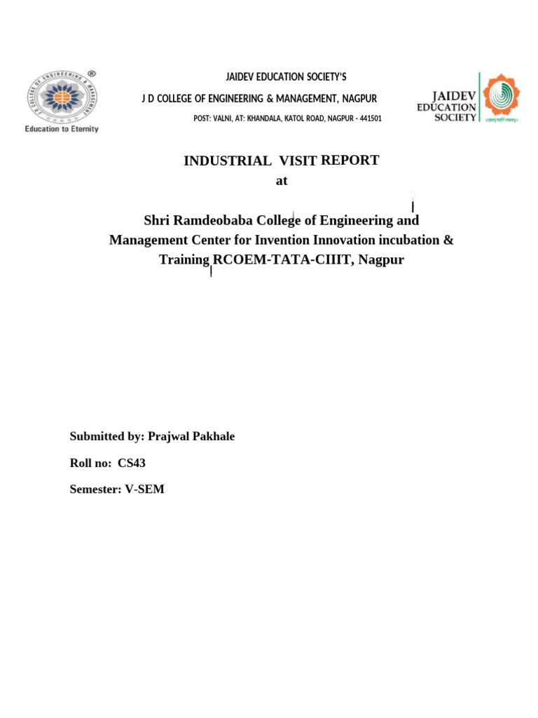 Industrial Visit Report | PDF | Remote Sensing | Learning