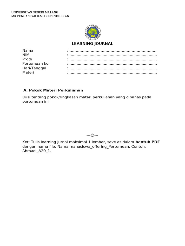 Format Learning Journal | PDF