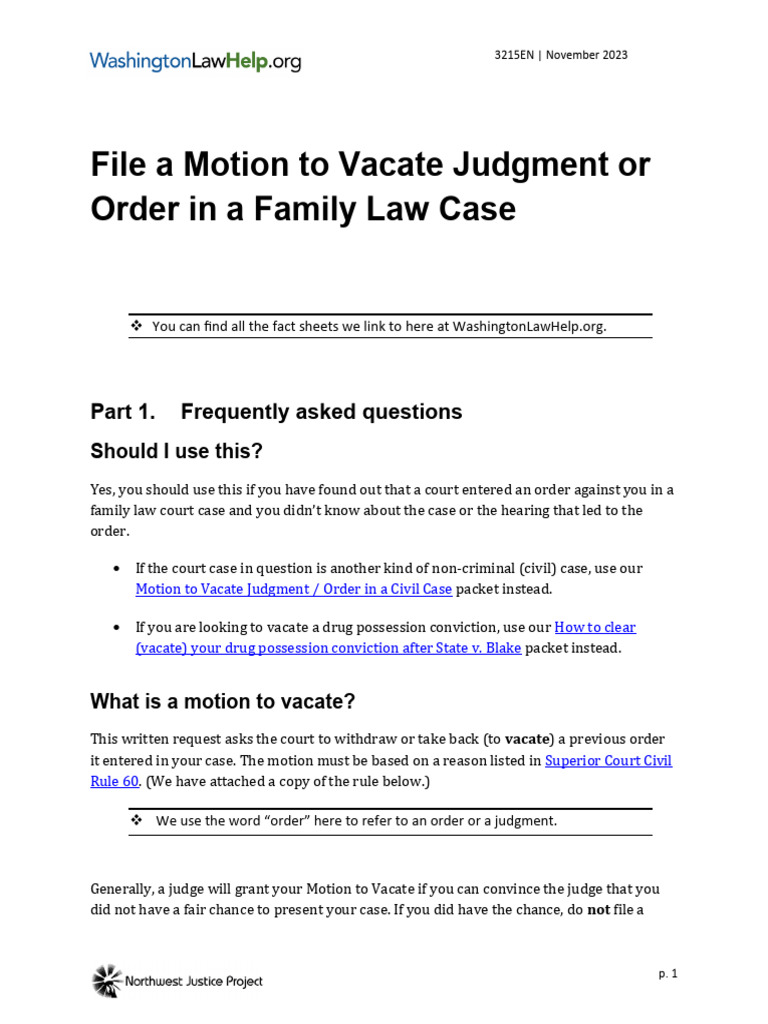 3215en - Motion To Vacate Family Law | PDF | Judgment (Law) | Judiciaries
