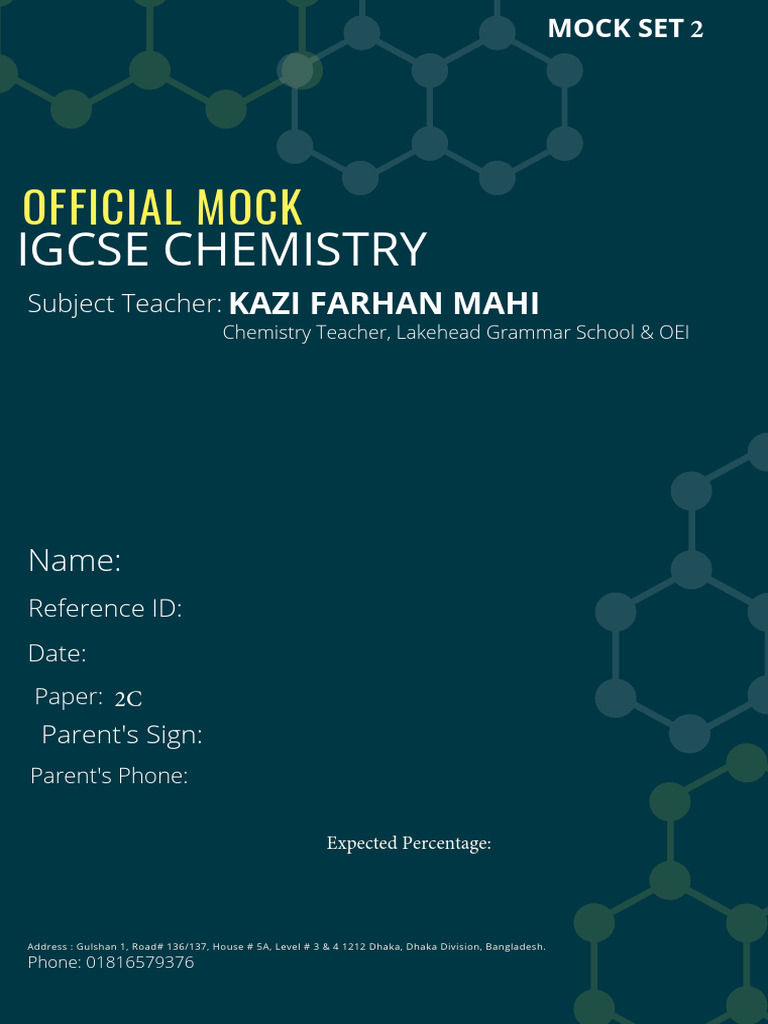 Official Mock Set 2 - Paper 2c Chemistry Igcse | PDF | Oxide | Magnesium