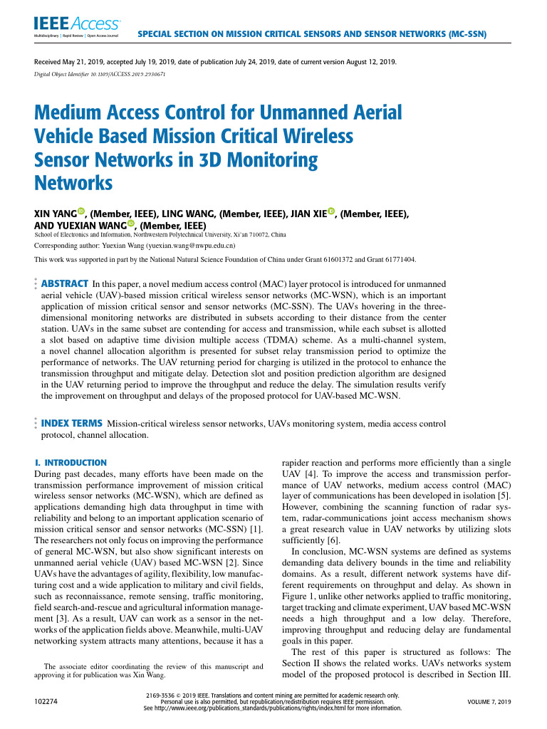 Medium Access Control For Unmanned Aerial Vehicle Based Mission Critical Wireless Sensor ...