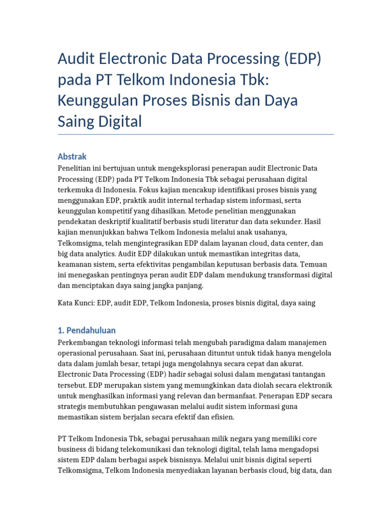 Audit EDP Telkom Indonesia | PDF