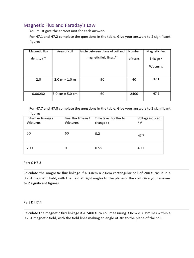 Magnetic Flux and Faraday's Law HW 1 | PDF | Inductor | Magnetic Field